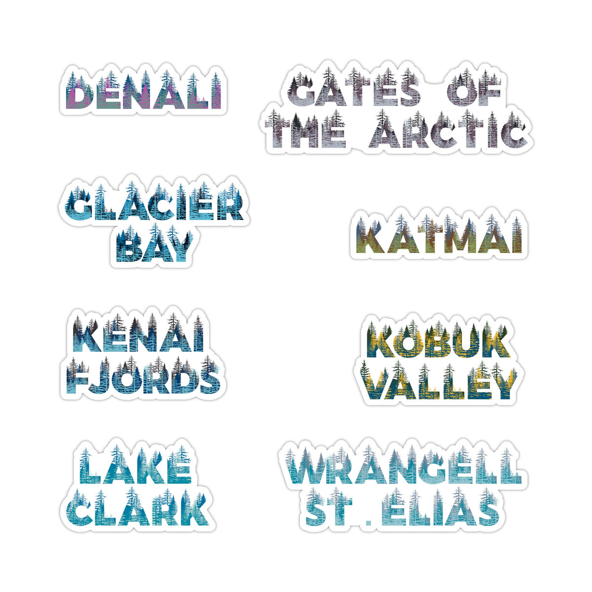 Alaska National Park Name Sticker Bundle – National Park Obsessed