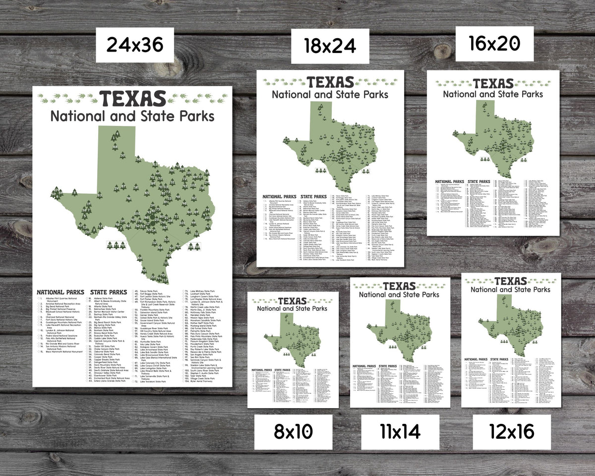 Texas State and National Park Map | Texas National Park Poster | Texas ...