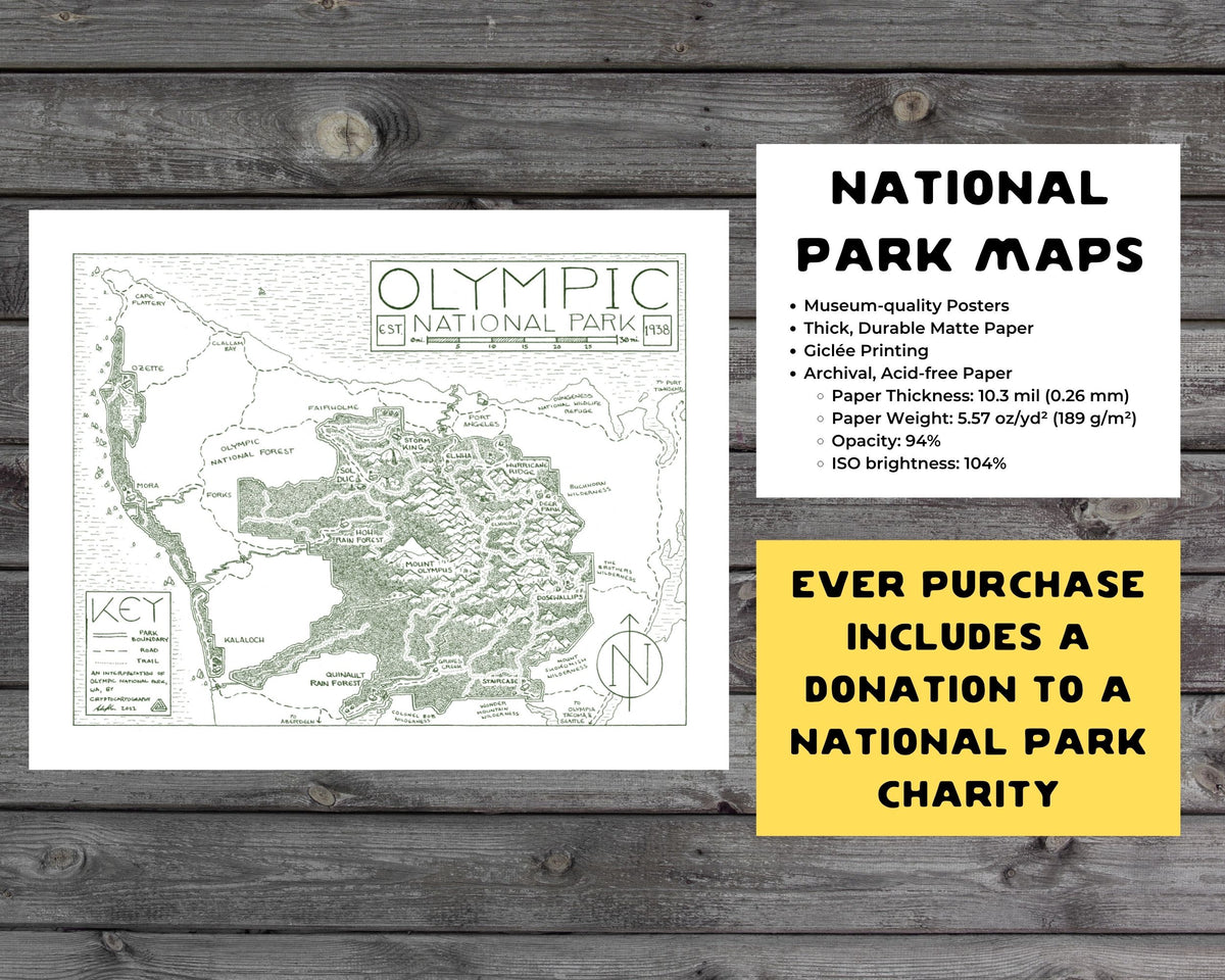 Olympic National Park Map Hand-Drawn Print – National Park Obsessed