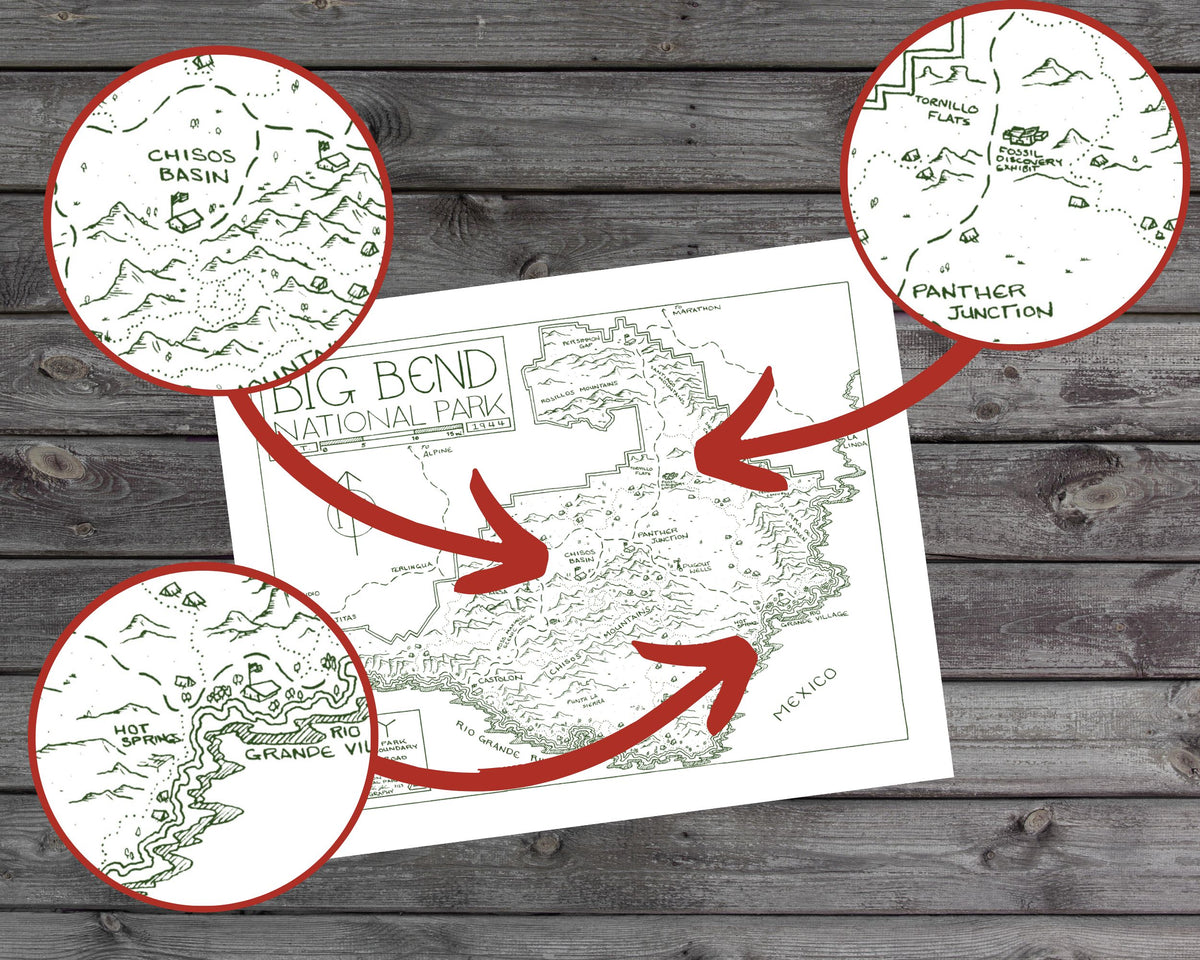 Big Bend National Park Map Hand-Drawn Print – National Park Obsessed
