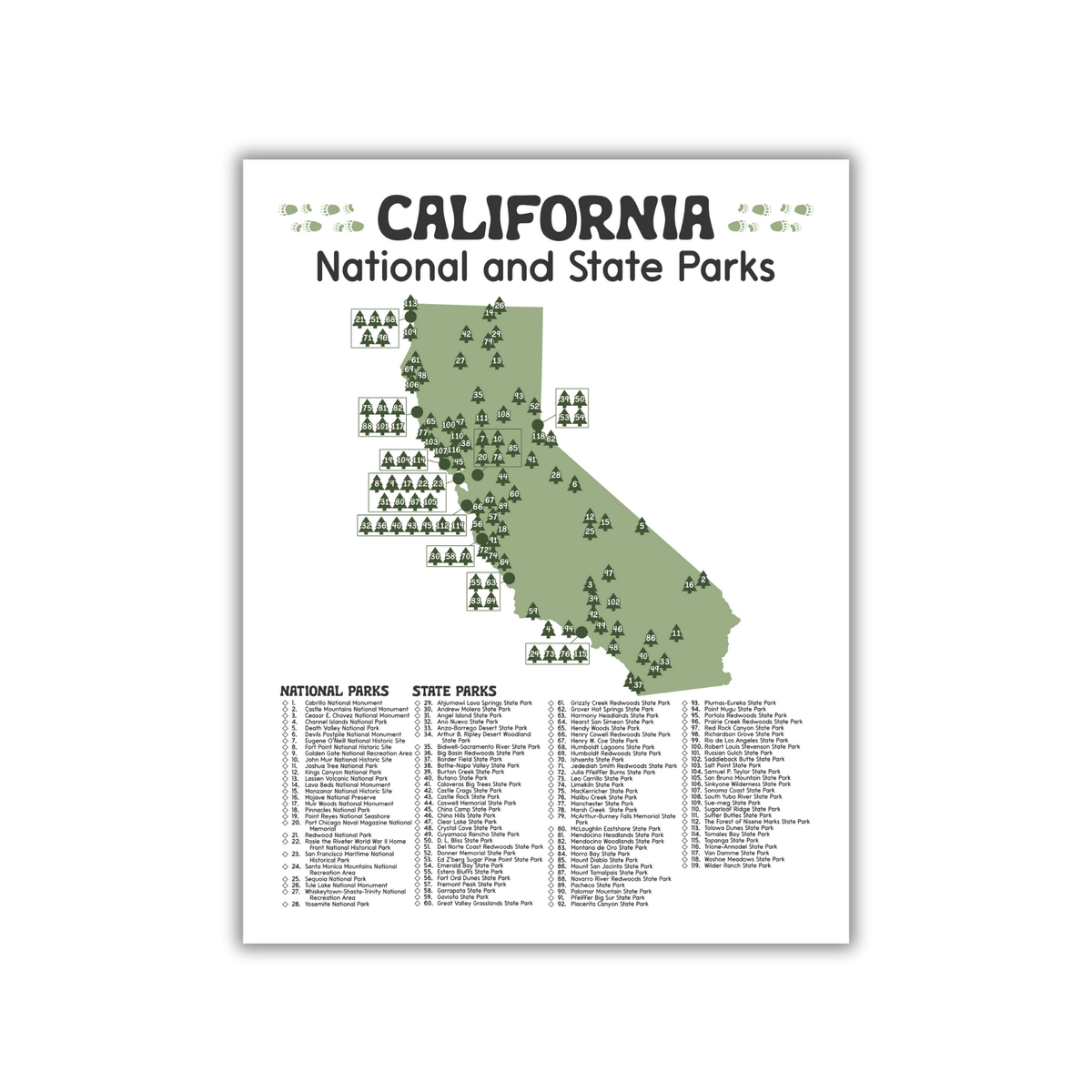 California State and National Park Map | California National Park Post ...