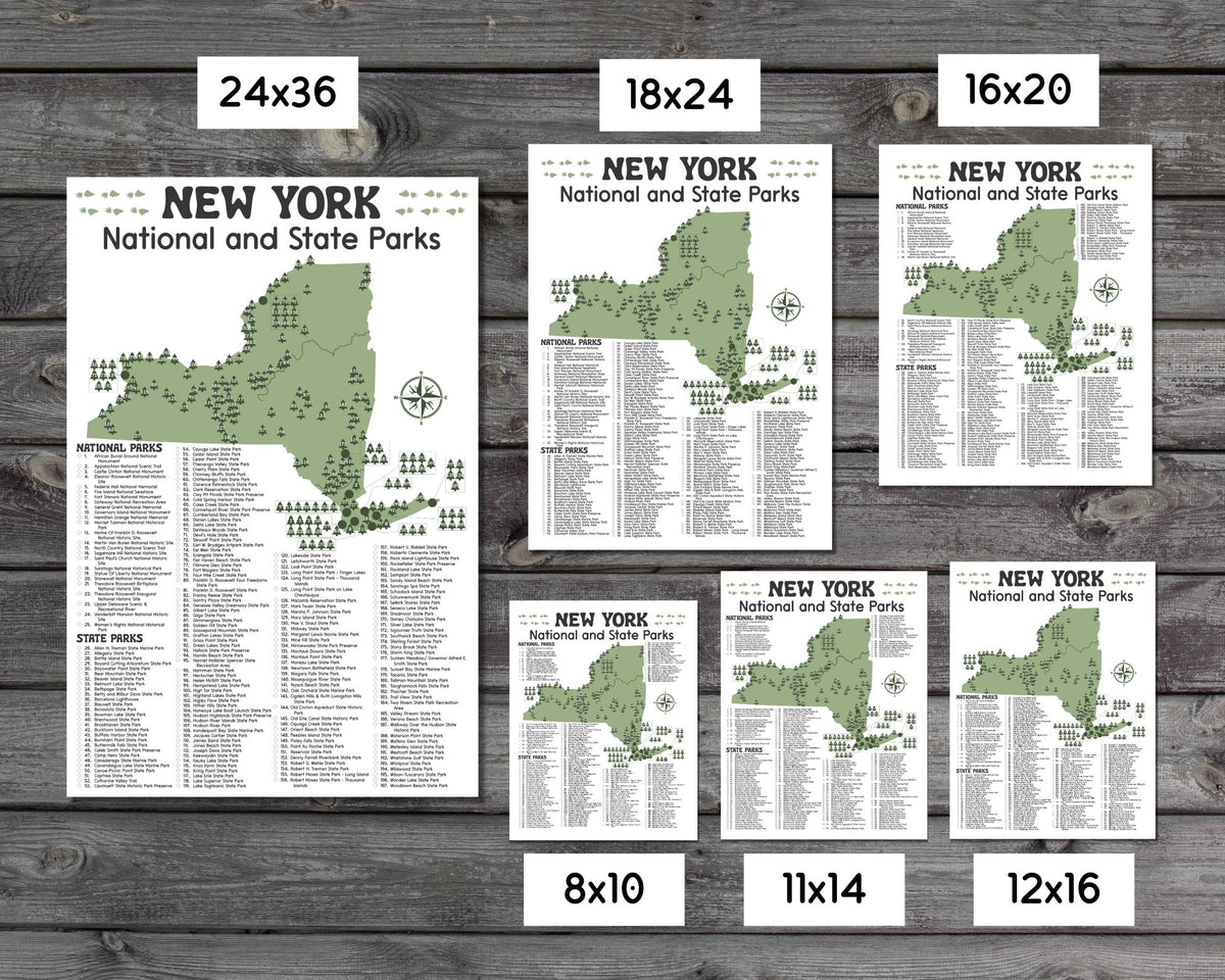 New York State and National Park Map | New York National Park Poster ...