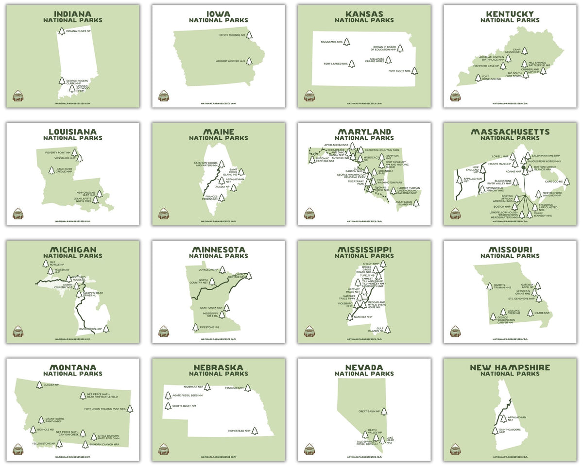 Printable National Park Maps by State (Digital Download) – National ...