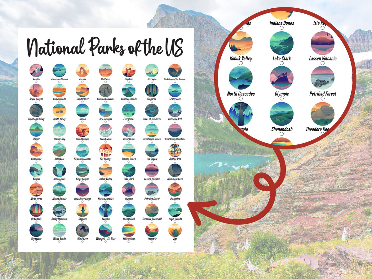 NEW! 63 National Park Checklist Poster / National Park Poster ...