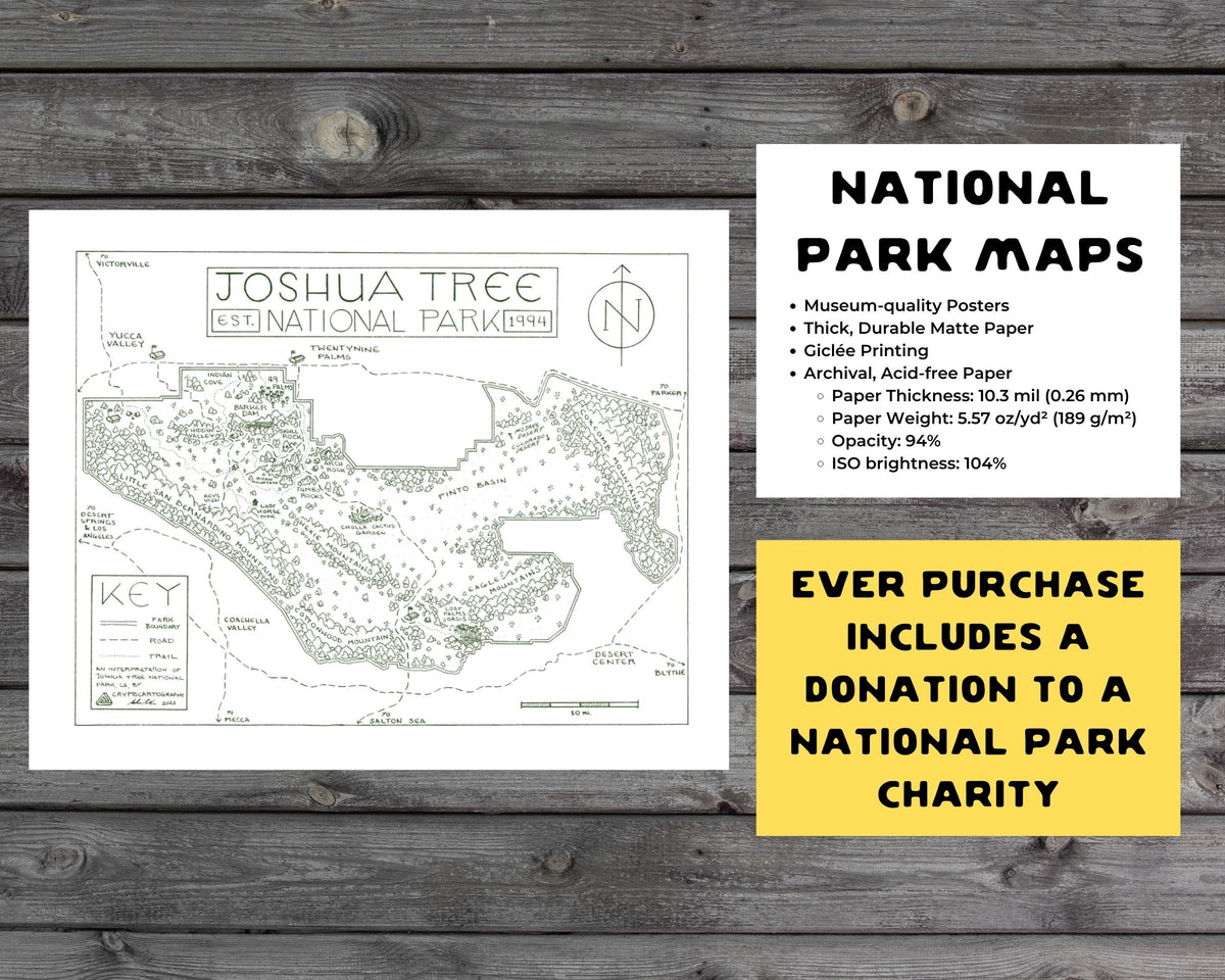 Joshua Tree National Park Map Hand-Drawn Print – National Park Obsessed